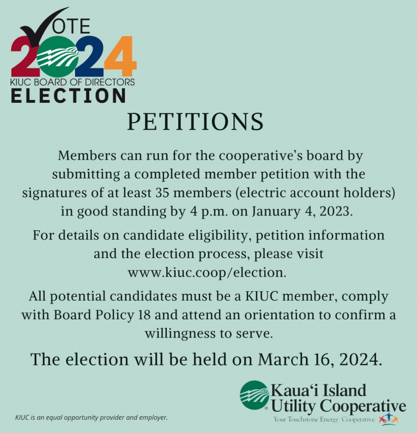 Vote 2024 KIUC Board Of Directors Election, Kauai Island Utility ...